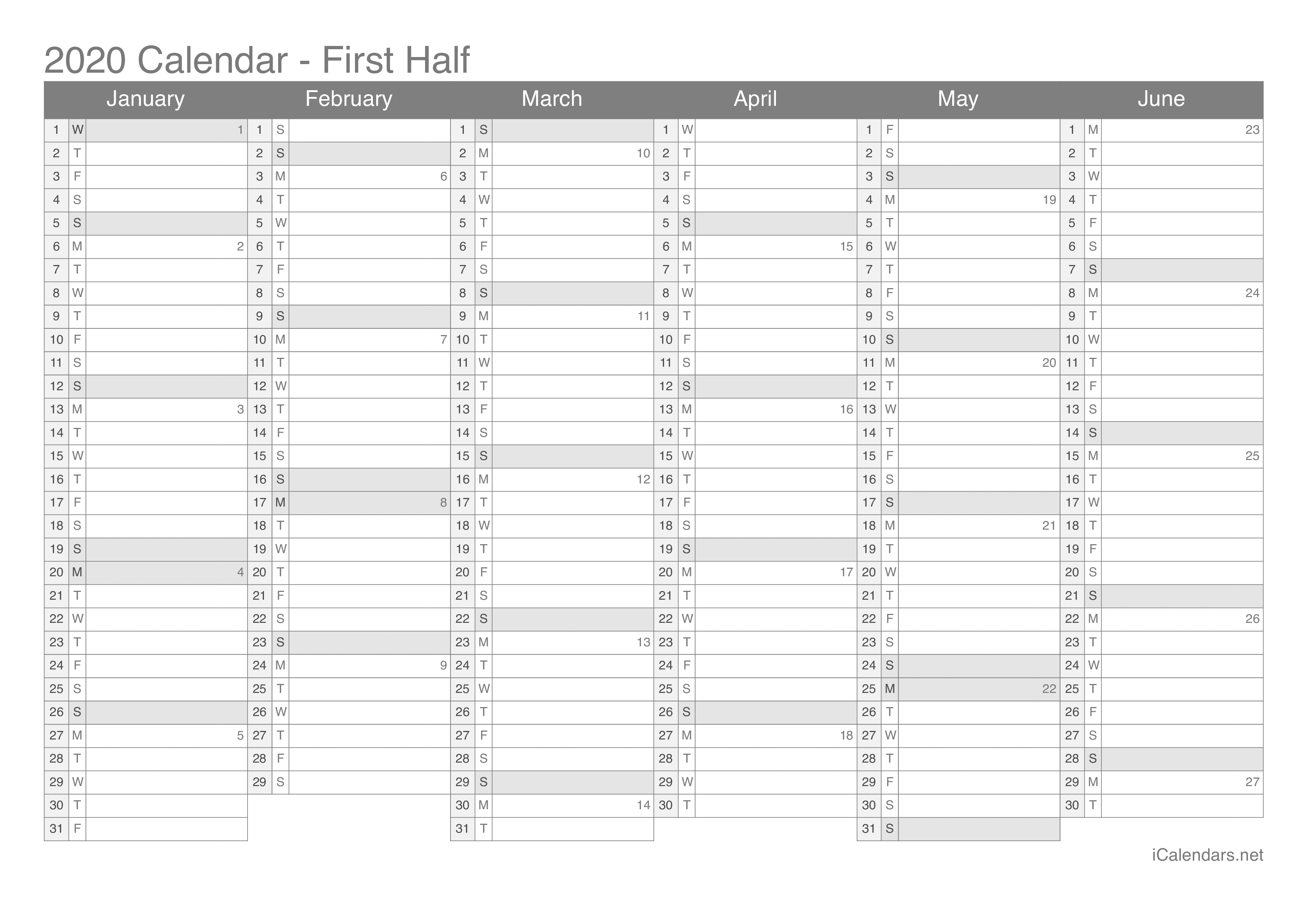 Weekly Calendar Template 2020 Excel